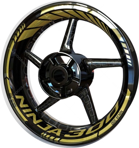Kawasaki Ninja 300 gold motorcycle wheel rim stickers fooqs